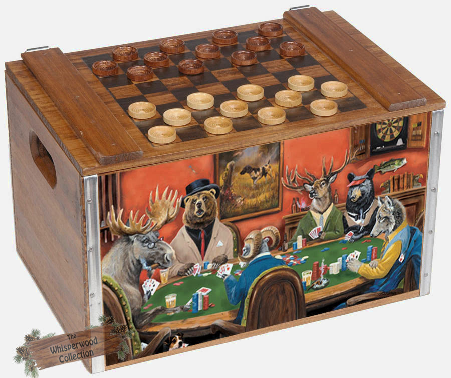 ITEM #6B BANDED CHECKERBOARD STORAGE BOX – THE WHISPERWOOD COLLECTION